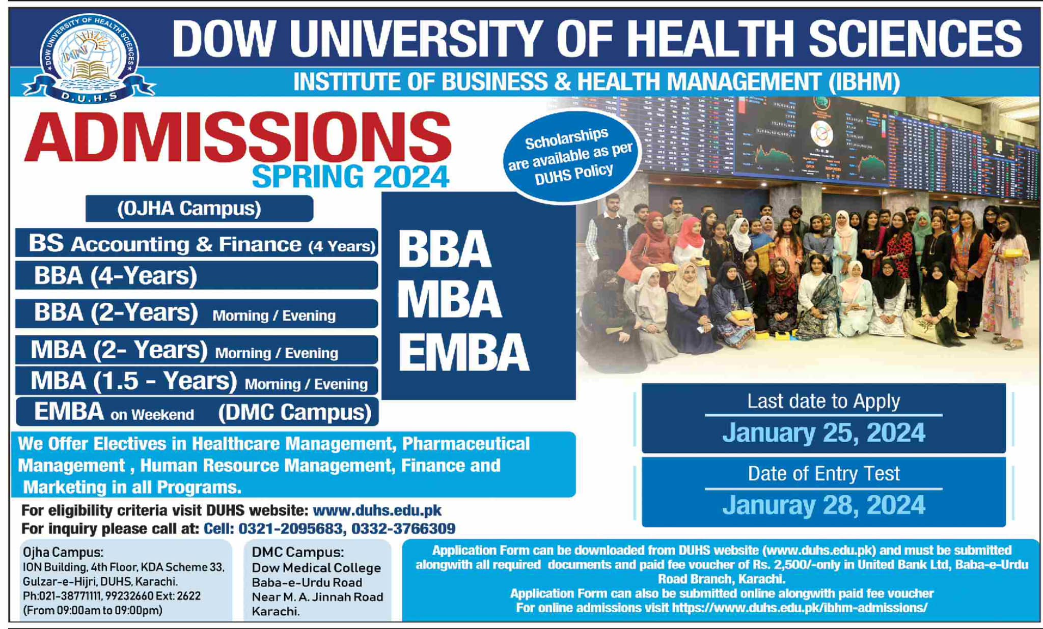 Admission Open in Dow University of Health Science