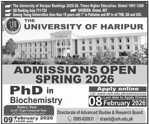 The University Of Haripur Haripur Admission 2025 | Apply Now