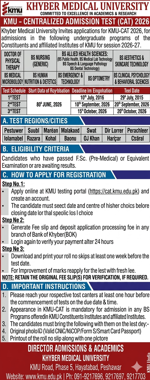 Khyber Medical University (KMU) Peshawar Peshawar Admission 2025 ...